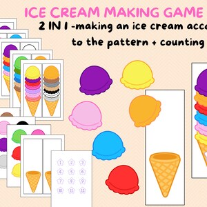 Ice Cream Making Game, Follow the Pattern, Build an Ice Cream, Counting ...