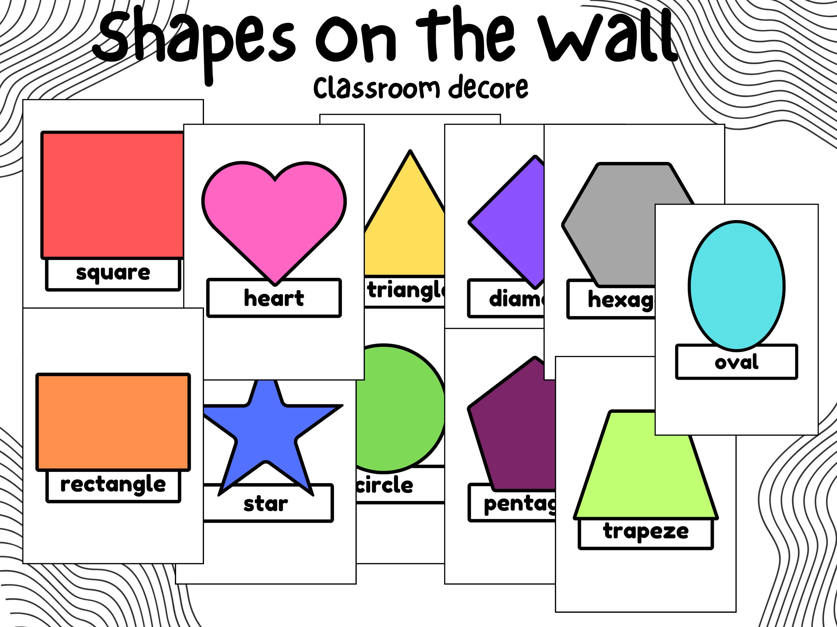 Classroom Decore Math, Shapes to Display on the Wall, Digital Download ...