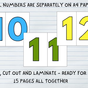 Colorful Numbers From 1 to 12, Display on Classroom Wall, Use in ...