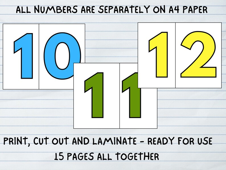 Colorful Numbers From 1 to 12, Display on Classroom Wall, Use in ...