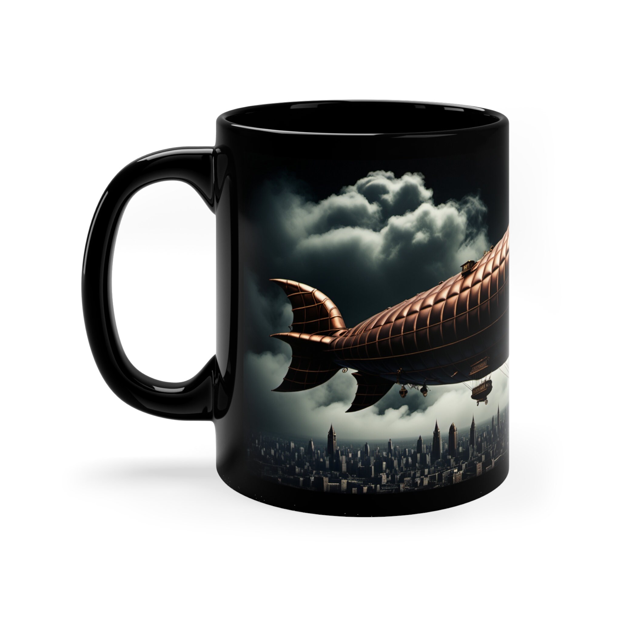 Blimp Steampunk Airship City Skyline 11oz Black Mug Coffee Tea - Etsy