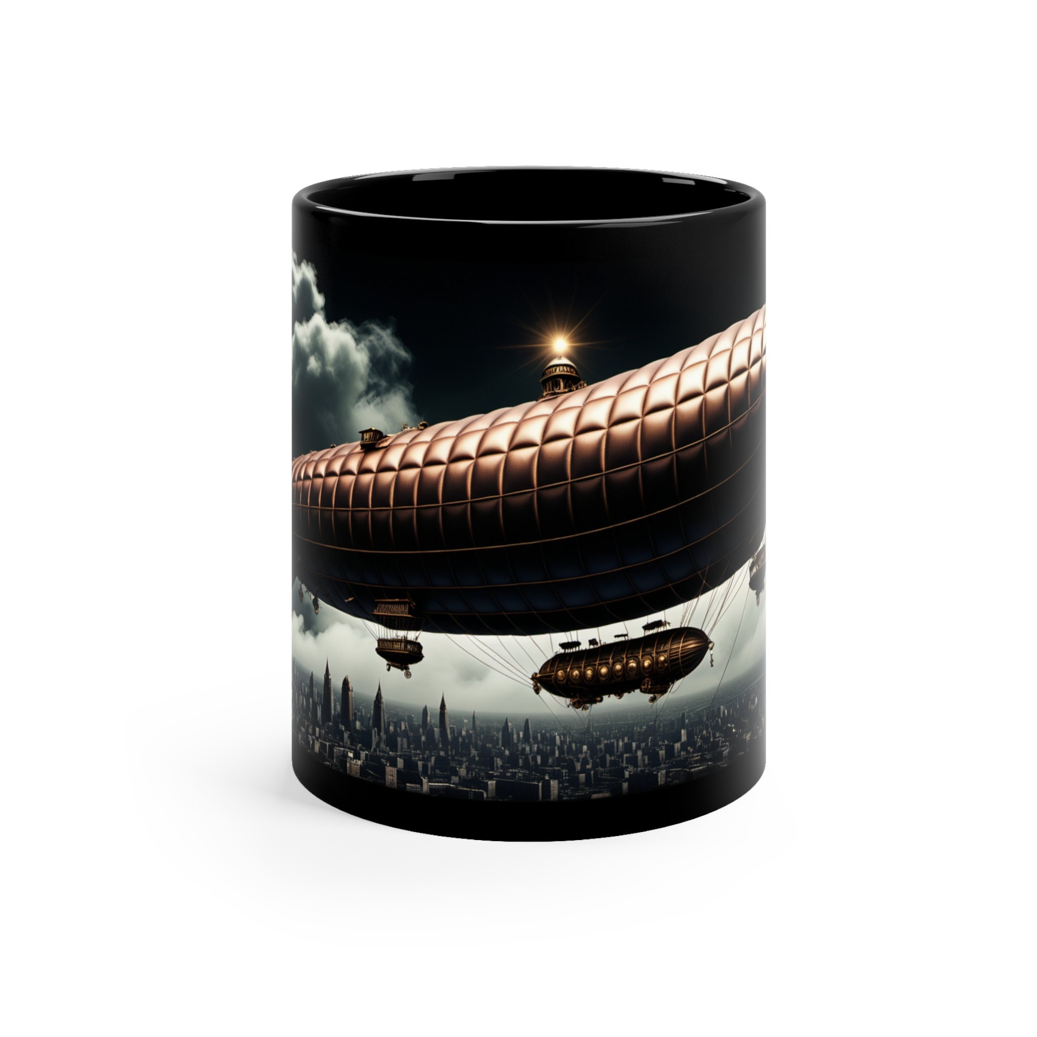 Blimp Steampunk Airship City Skyline 11oz Black Mug Coffee Tea - Etsy