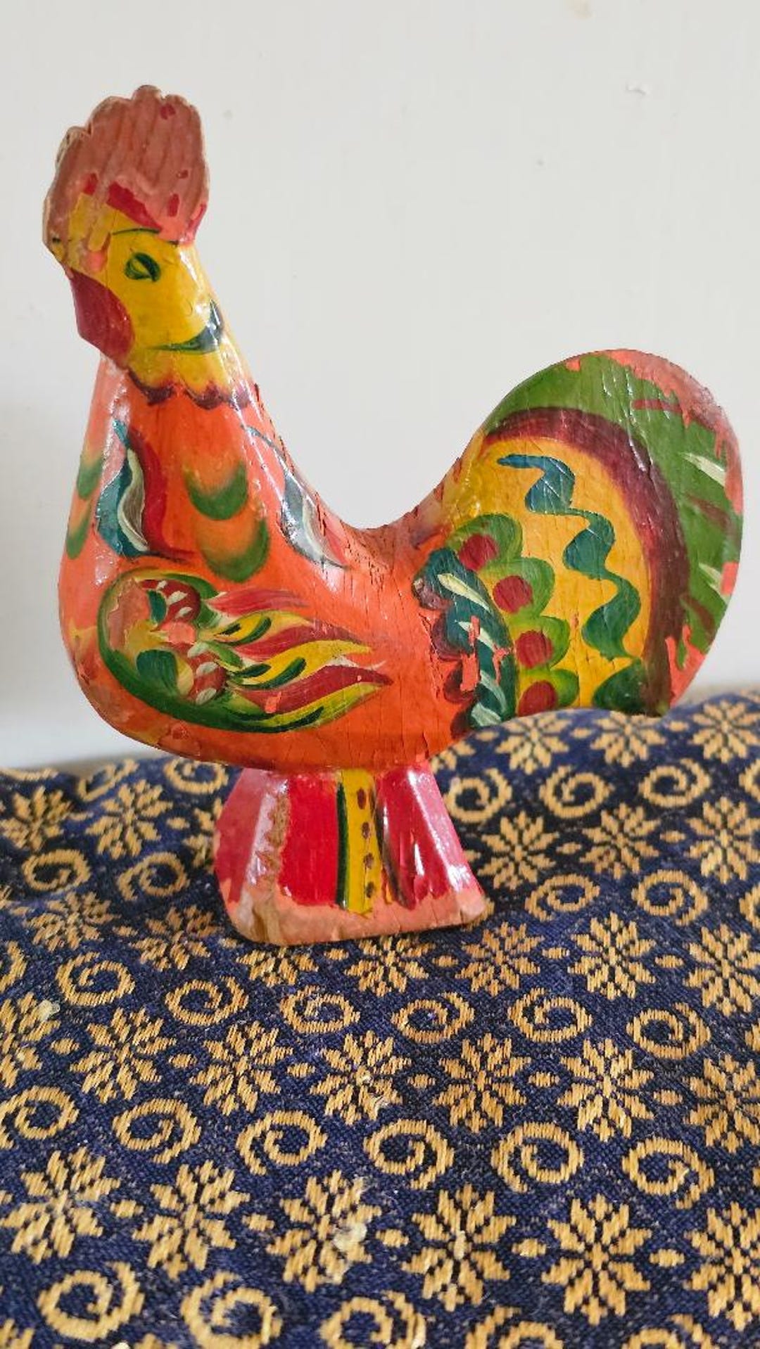 Vintage Hand-carved Dala Rooster: Kurbits Painted Swedish Folk Art - Etsy