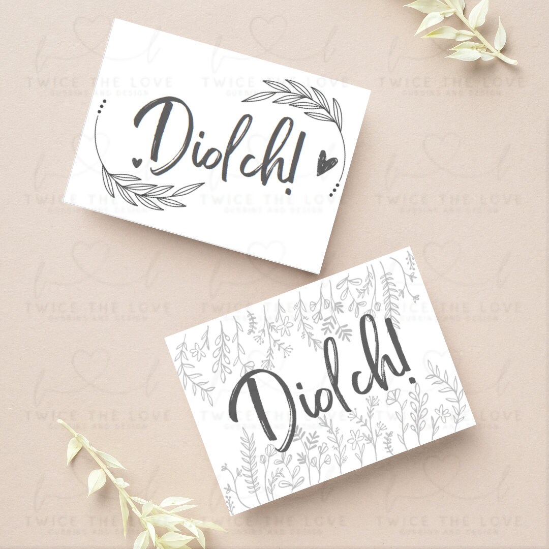 Welsh Thank You Cards Diolch in 5 X Floral Designs DIGITAL FILES - Etsy