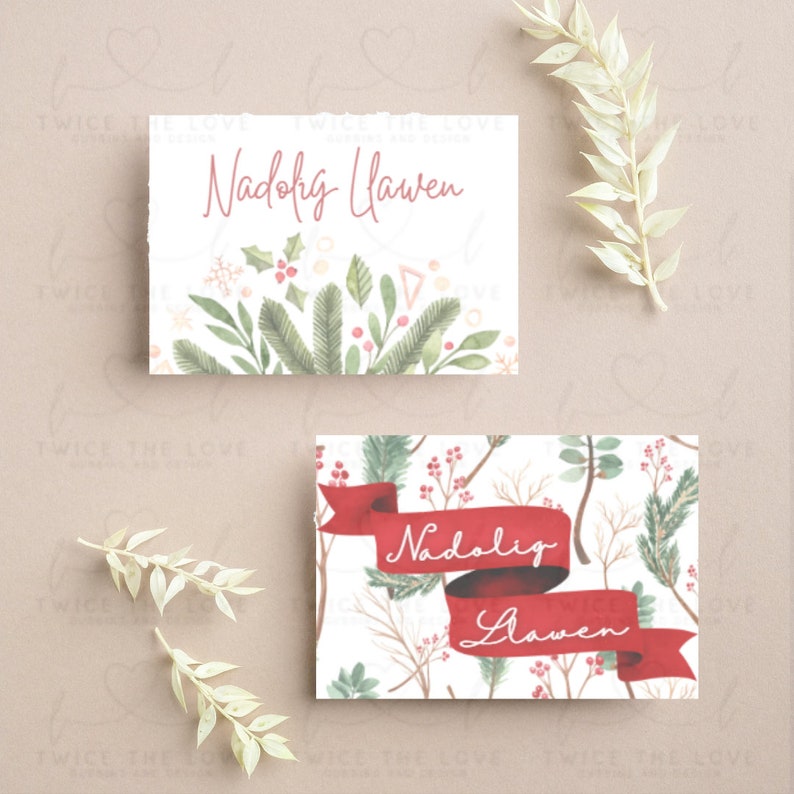 Welsh Christmas Cards Merry Christmas Cards / Cerdyn Nadolig Llawen Set ...