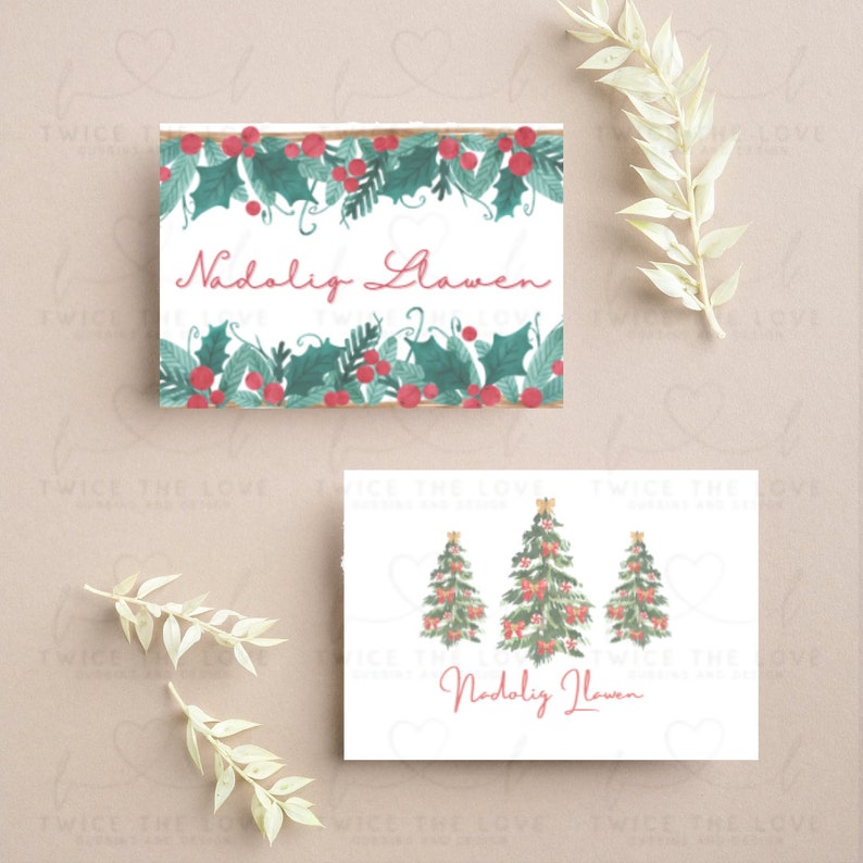 Welsh Christmas Cards Merry Christmas Cards / Cerdyn Nadolig Llawen Set ...