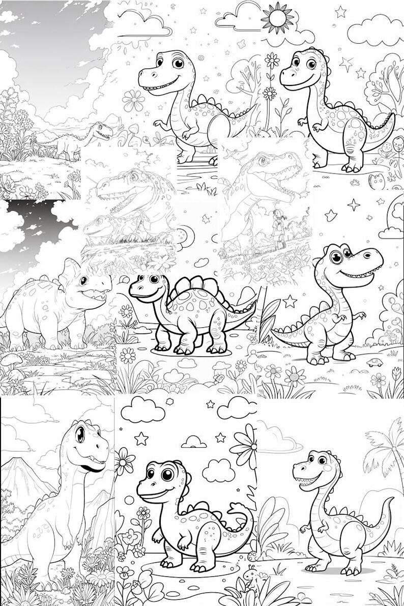Fun, Custom-made Dinosaur Coloring Pages for Kids! Printable, Perfect ...