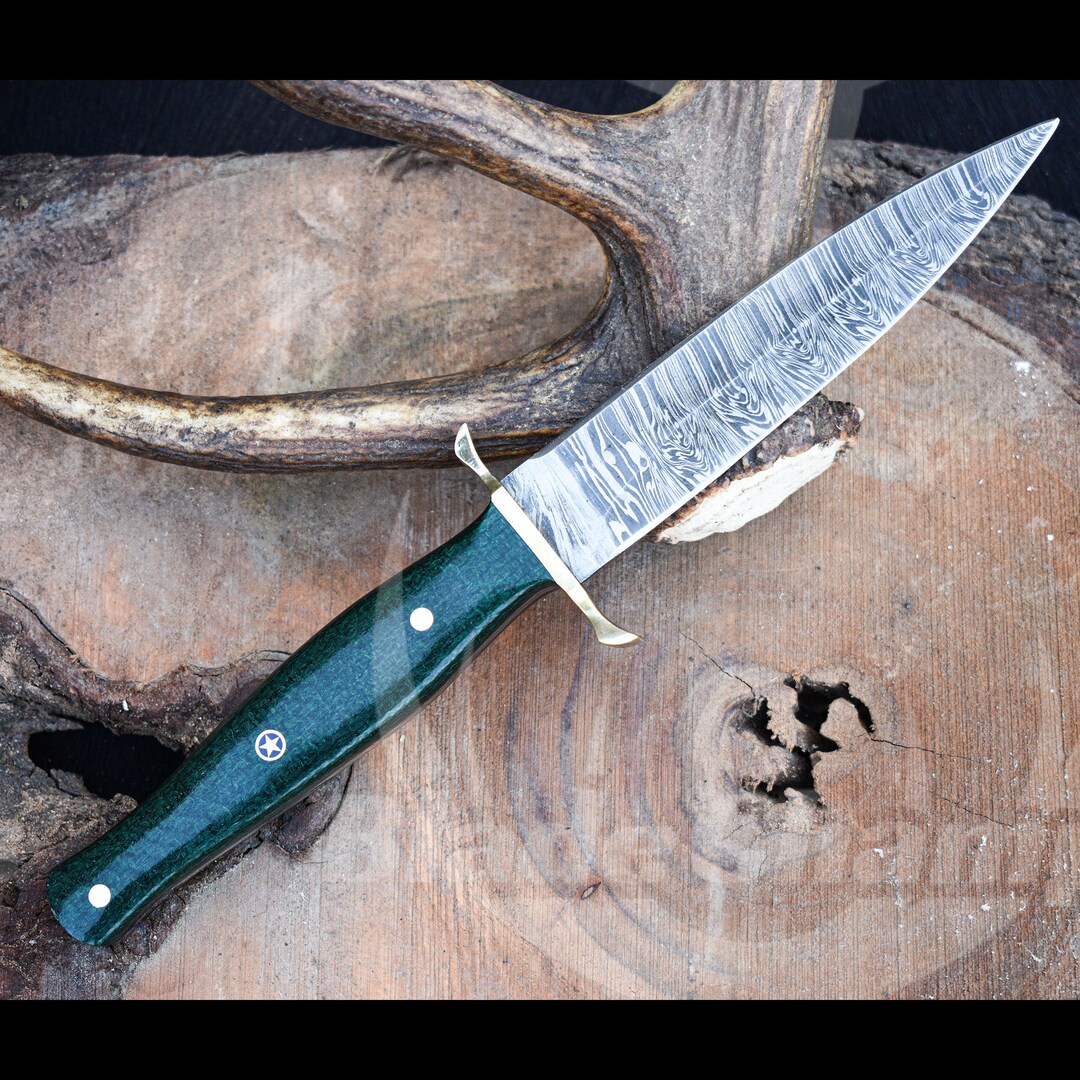 Handmade Damascus Knife 10inch With Fire Pattern,micarta Handle,mosaic ...