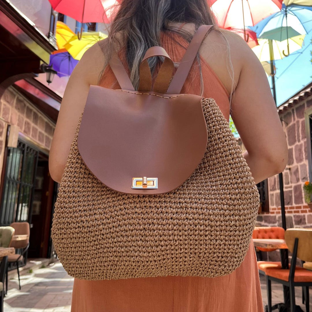 Straw Backpack, Gift for Her, Wicker Backpack, Beach Backpack, Rattan ...