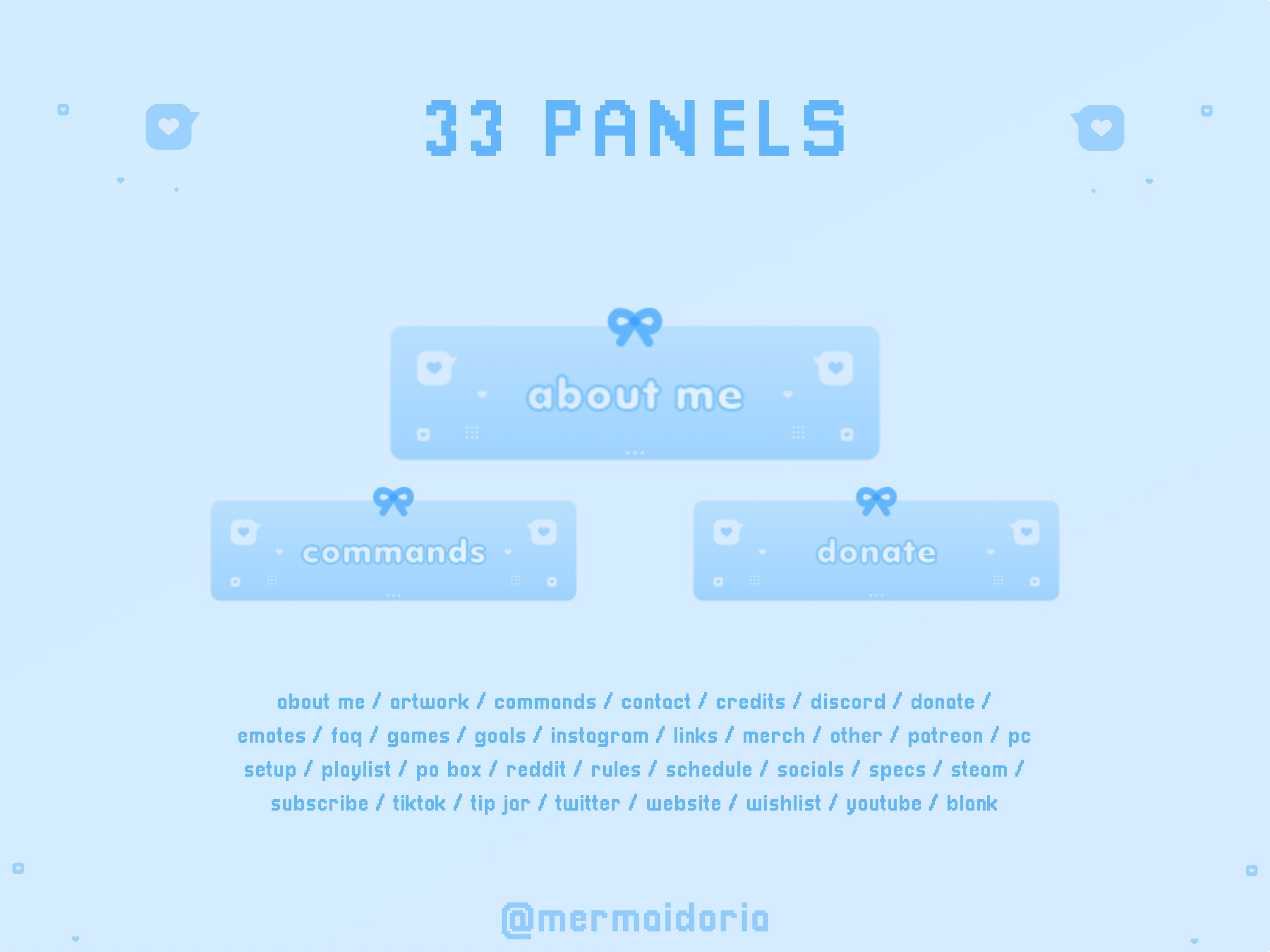 Blue Bows Heart Twitch Stream Package | Stream Overlays | Twitch Panels ...