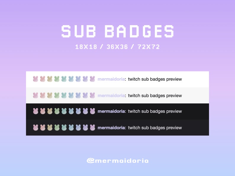 Bubble Bunny Sub Badges | Rainbow Bunny Twitch Badges | Cute Bit Badges ...