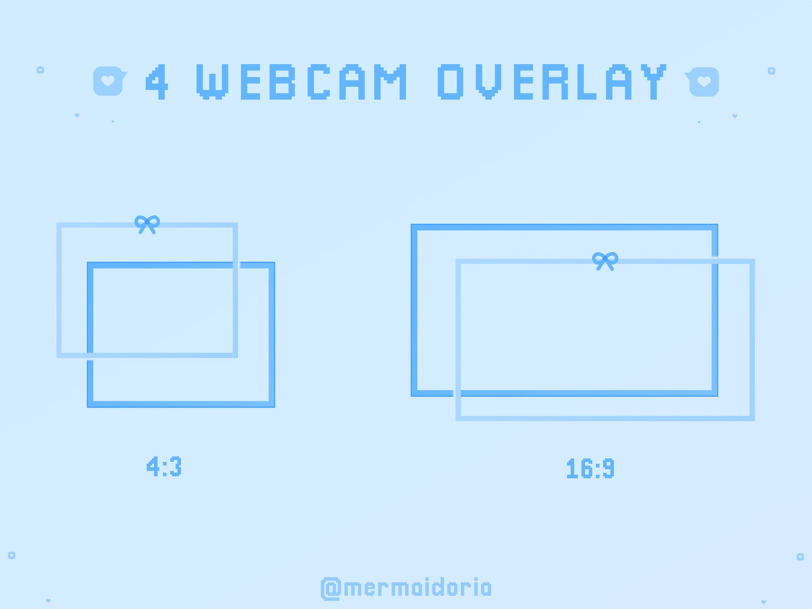 Blue Bows Heart Twitch Stream Package | Stream Overlays | Twitch Panels ...