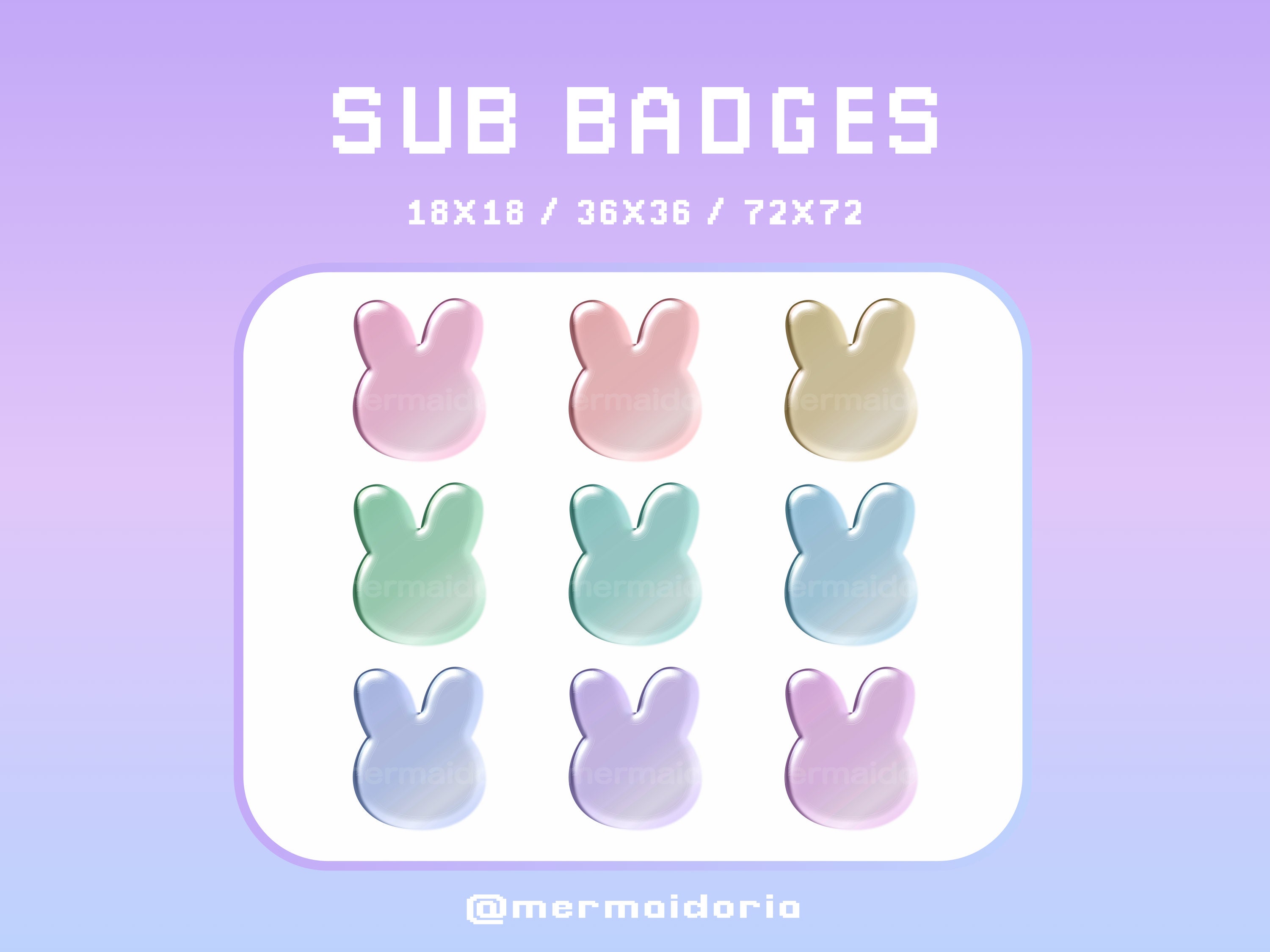 Bubble Bunny Sub Badges | Rainbow Bunny Twitch Badges | Cute Bit Badges ...