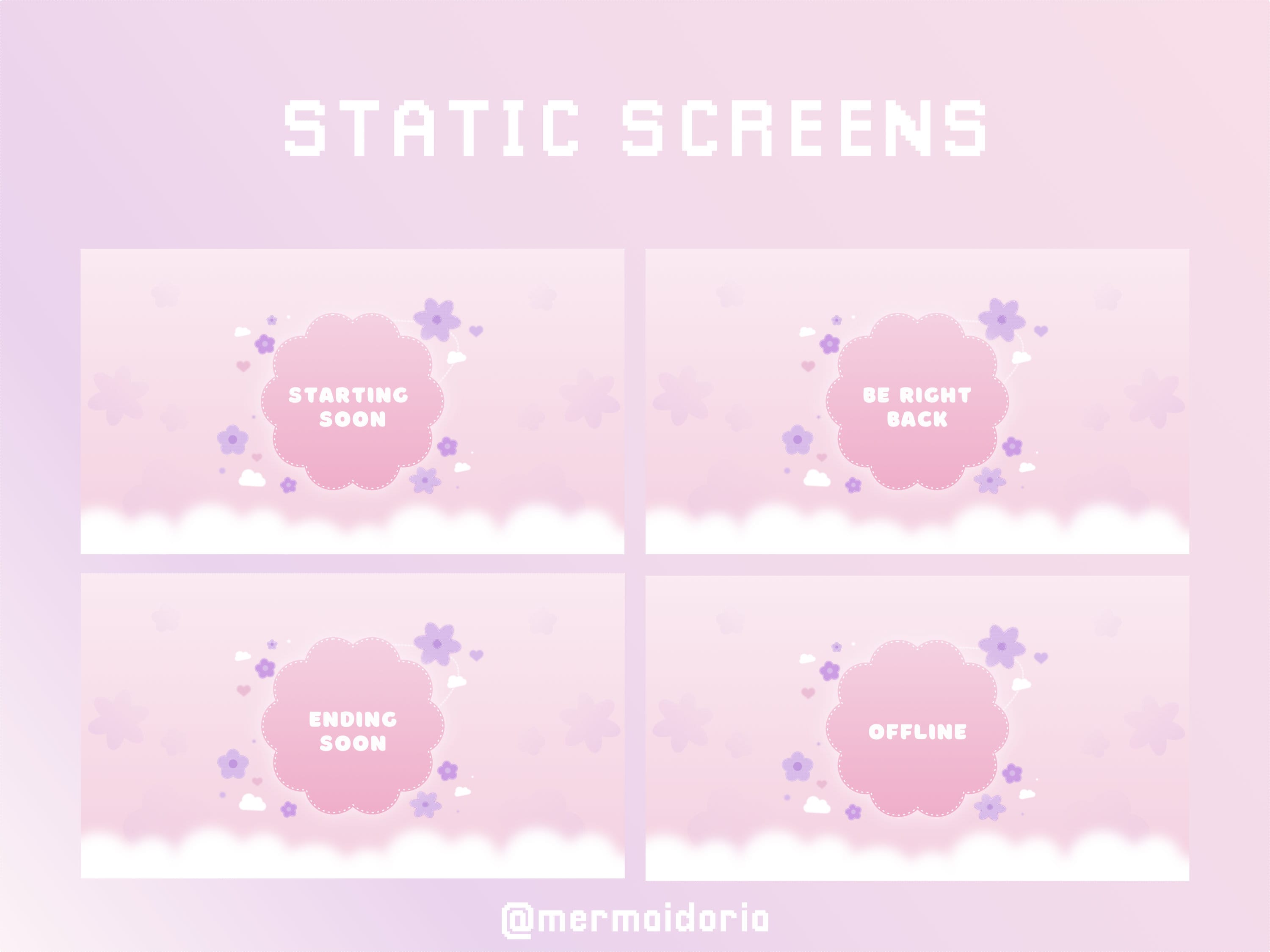 Purple Pink Flower Twitch Stream Package Stream Overlays Twitch Panels ...