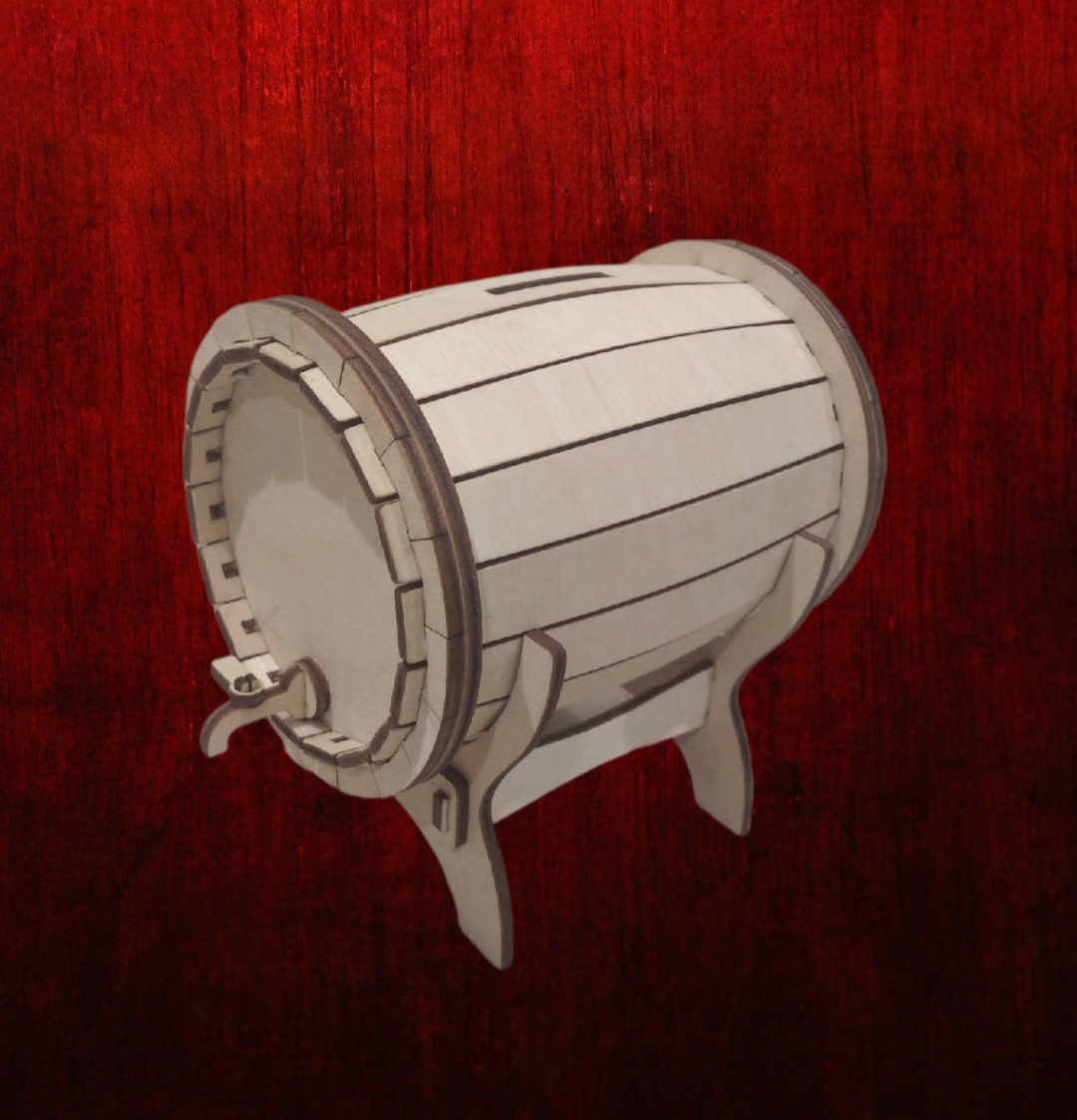 Laser Cut Wooden Barrel Money Bank CDR DXF Money Safety Box Money ...