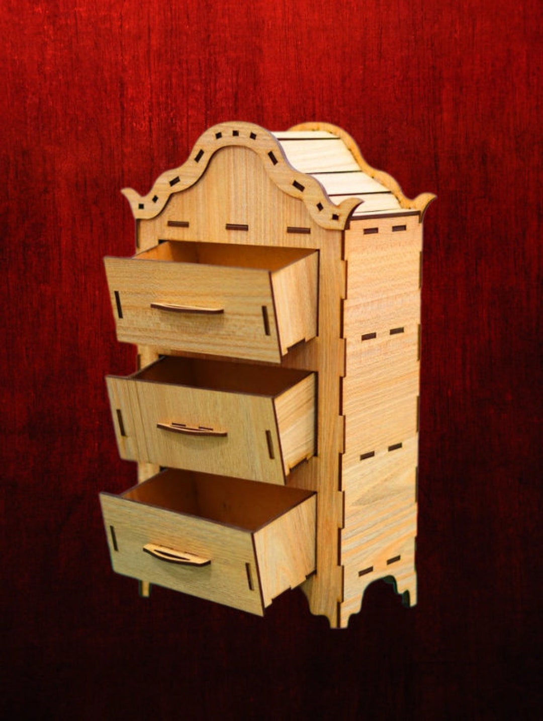 Laser Cut Wooden Almirah Jewelry Box With Drawer Makeup Box DXF CDR PDF ...