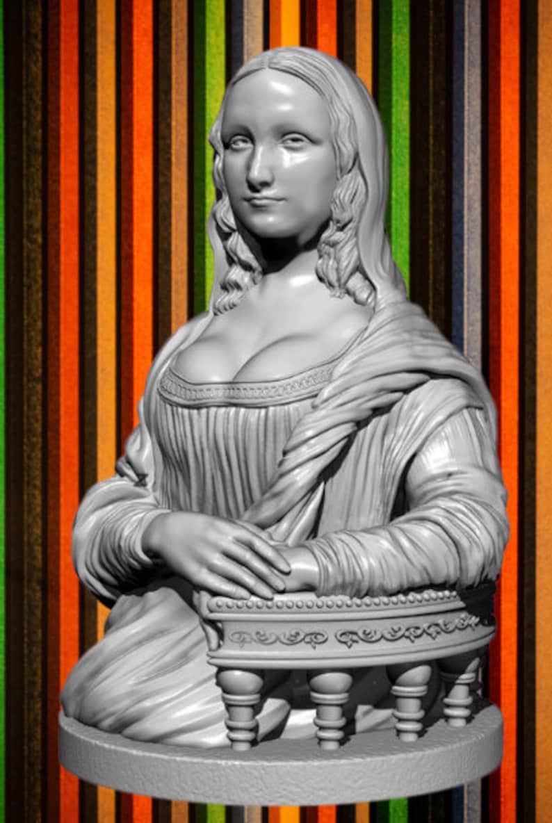 3D Mona Lisa Leonardo Da Vinci Mona Lisa Bust 3D STL File for 3D Printer Figure Model for 3D ...