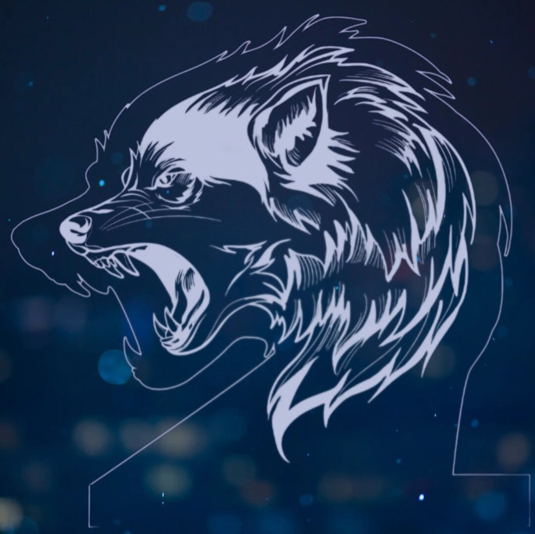 3D LED Illusion Lamp Wolf CDR Laser Cut Lone Wolf Night Light Lamp CDR ...