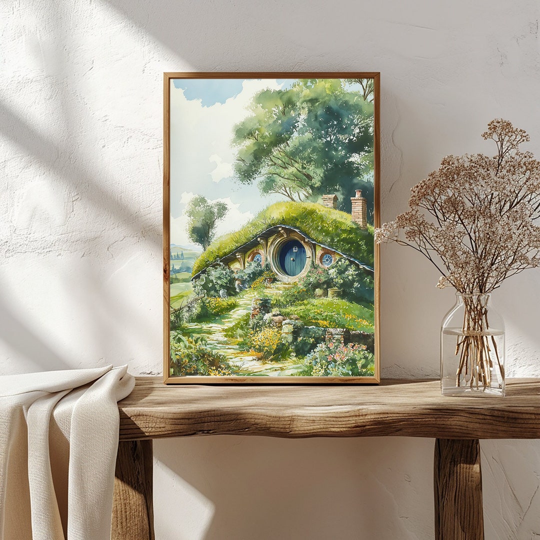 Bag End Inspired Posters, Watercolour, Wall Art Print, Hobbiton New ...