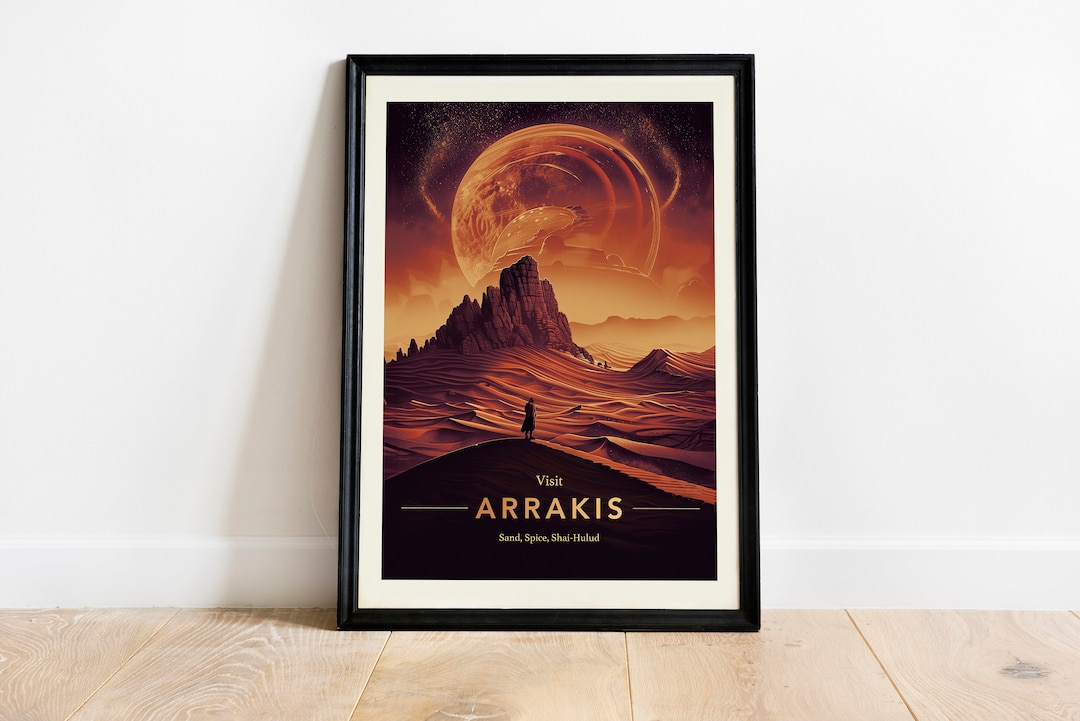 Arrakis Travel Poster Print - Sand Dune Wall Art - Visit Arrakis Vintage Poster - Etsy