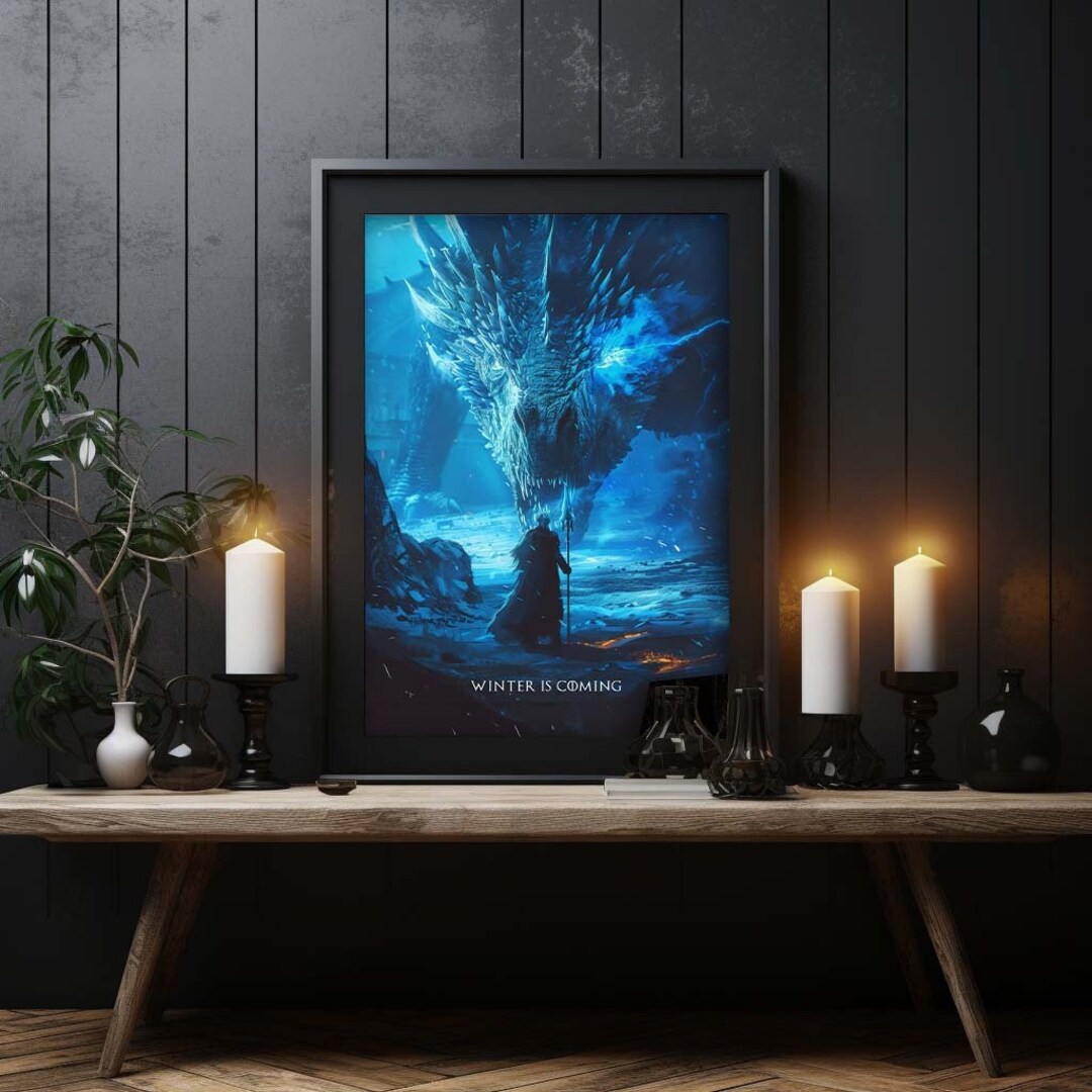Winter's Chilling Embrace Night King and Viserion Art Print Game of Thrones Inspired Wall Decor ...