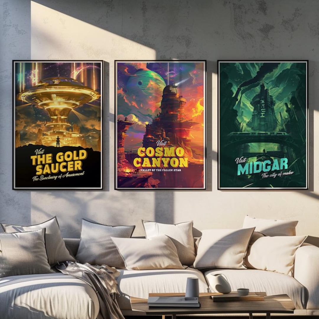Final Fantasy Print - Set of 3 FF7 Poster - Digital Fan Art - Cloud ...