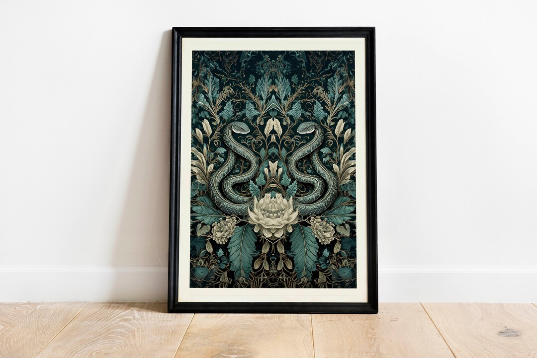 Handcrafted Snake House Poster - William Morris Style Art - Unique ...