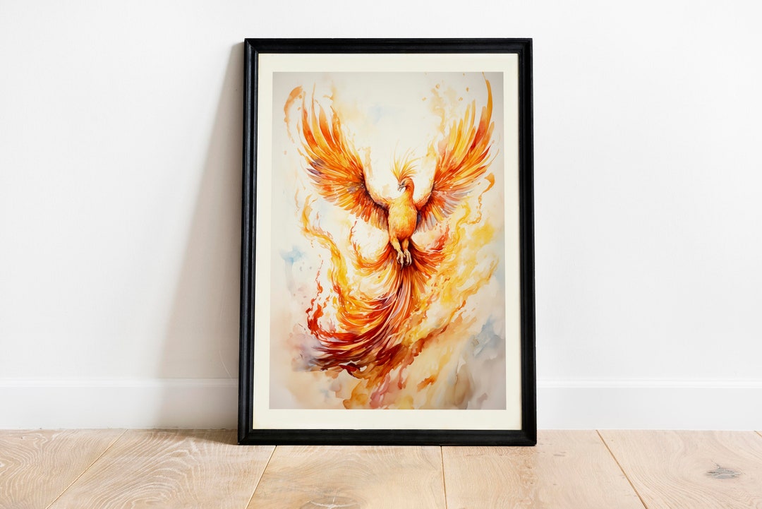 Magic Beasts Phoenix Print - Magical Bird Watercolour Splash Wall Art ...