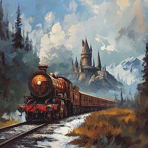 Enchanting Express Train Print - Wizard World Train - Magical Castle ...