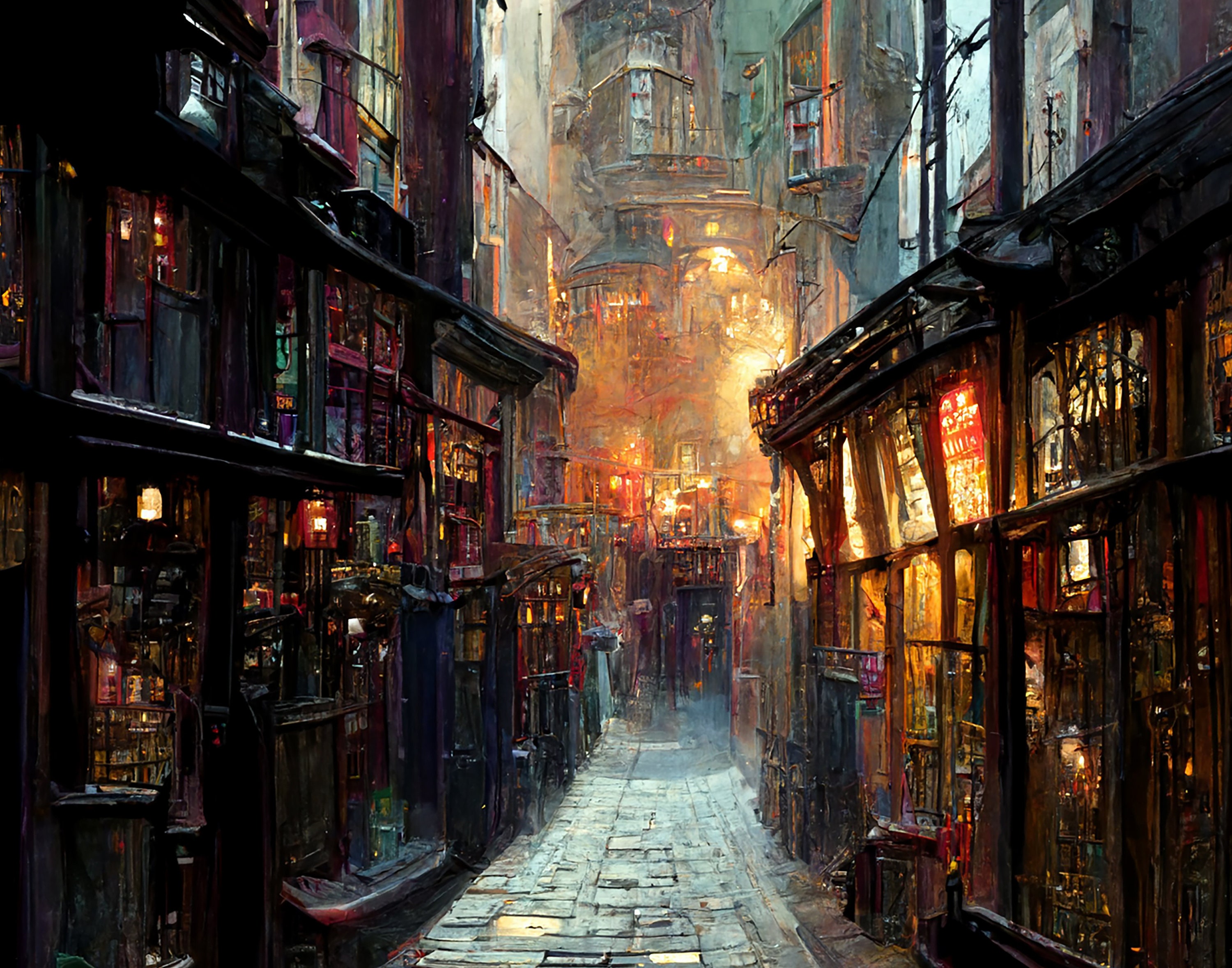 Magical Street Print: Wall Art, Alley Artwork, Digital Download ...