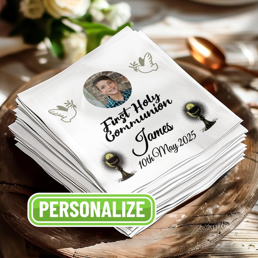 Holy Communion Napkins, Personalised First Communion Napkin, Custom ...