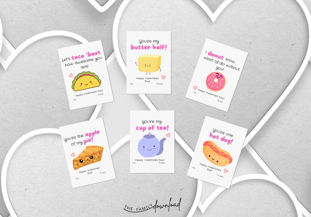 Printable Food Pun Valentines, Instant Download, Easy, DIY, Print Your ...