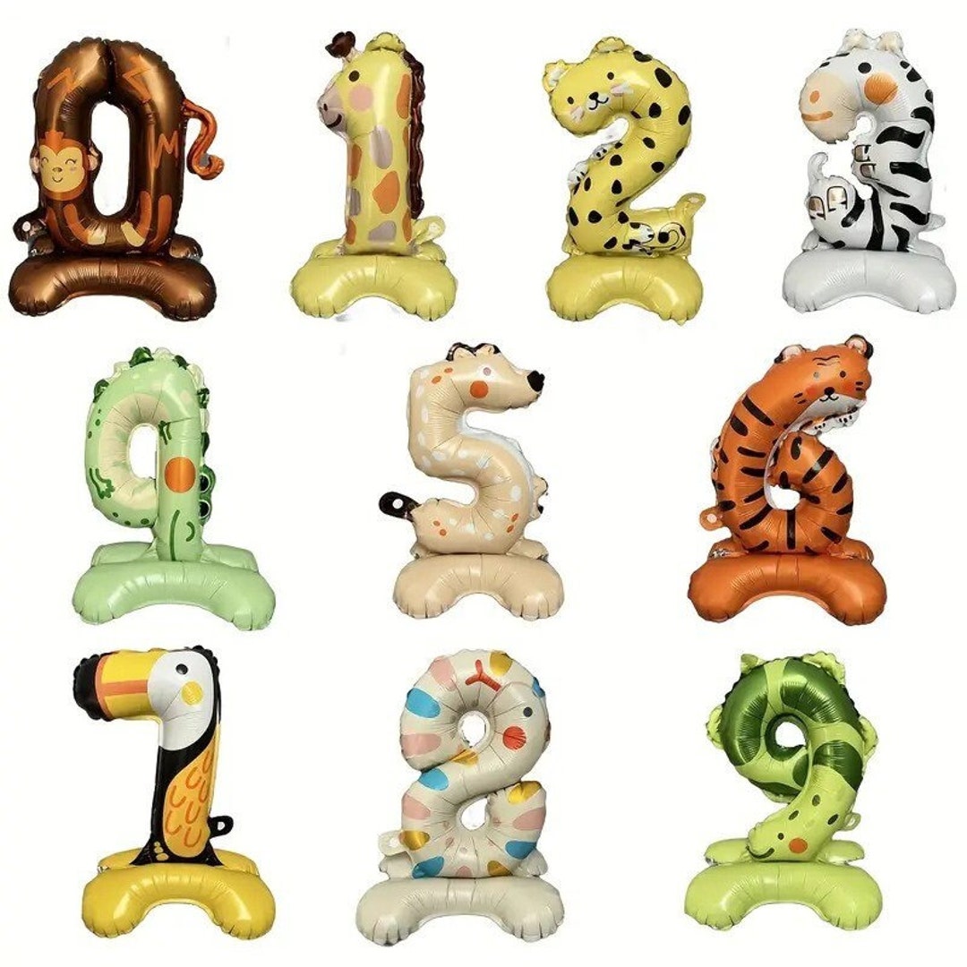 Animal Print Standing Balloon Animal Number Balloons 0-9 Age Custom 23 ...