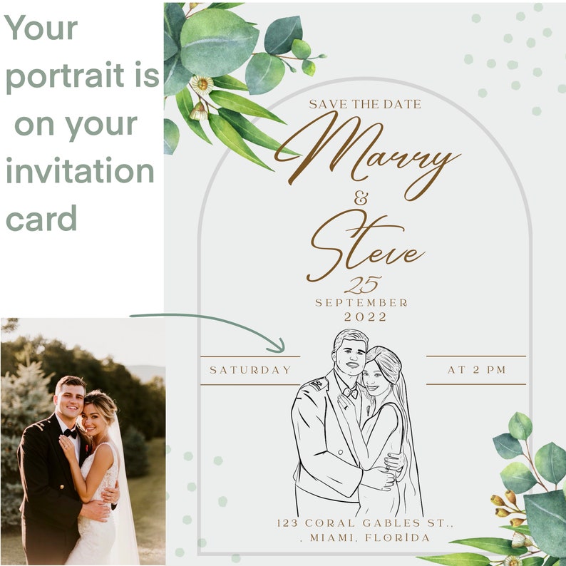 Personalized Invitation, Wedding Invitation, Invitation With Line Art ...