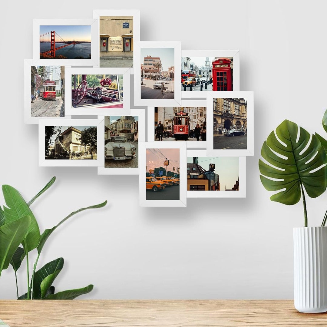 12 Openings Wooden Handmade Collage Photo Frames Multi Picture Frame ...