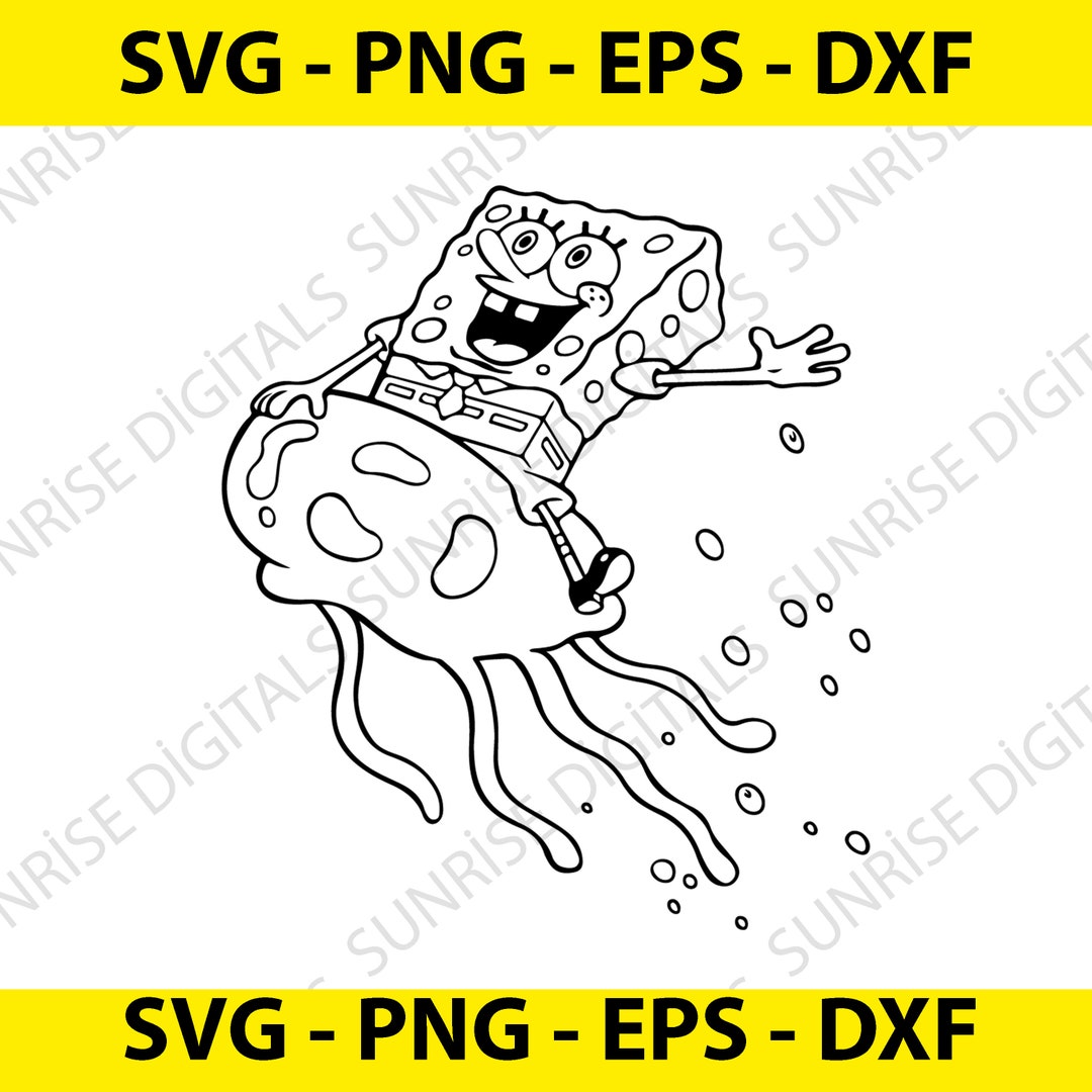 Flying Sponge Svg, Sponge B Svg, Svg Cut File for Cricut, Eps Dxf Png ...