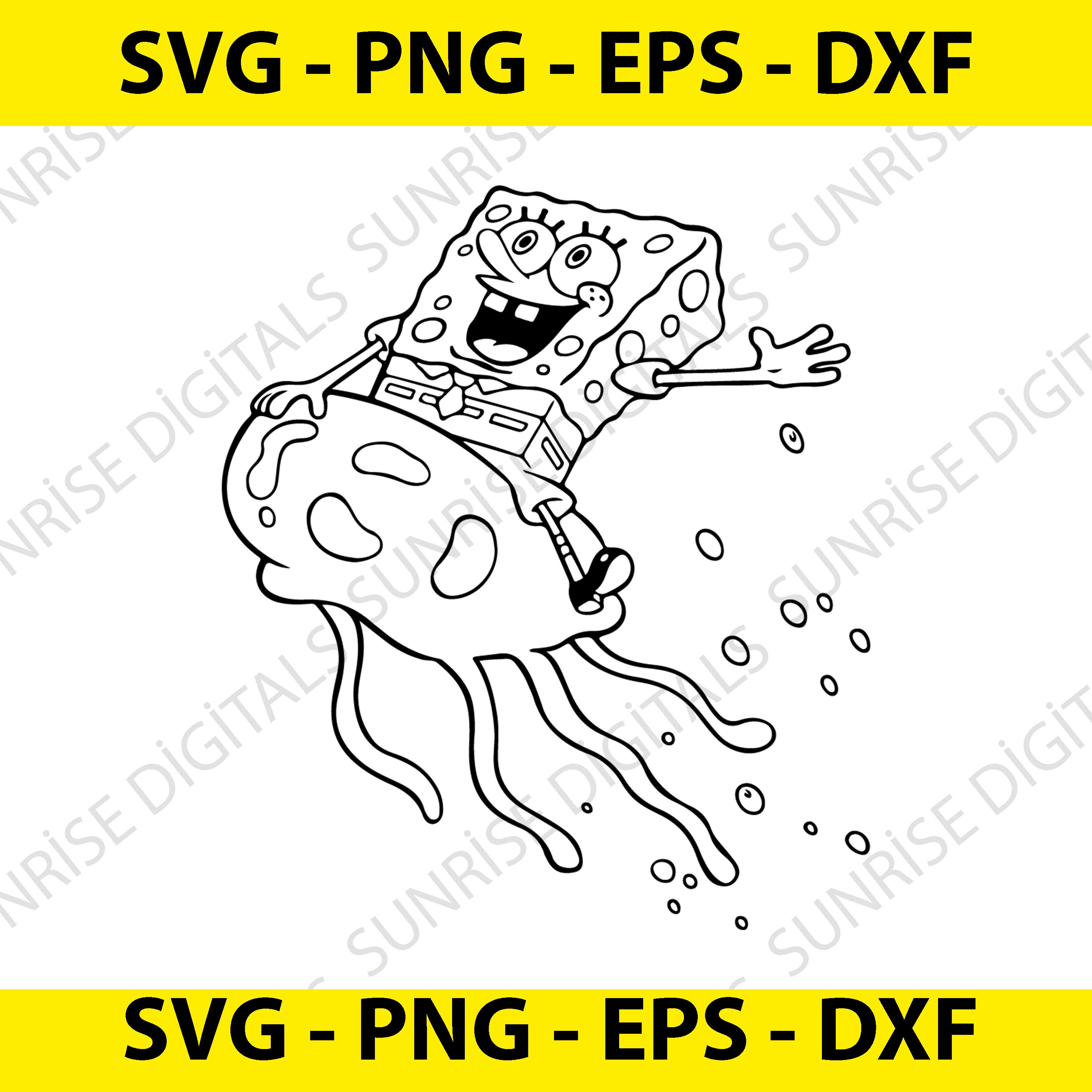 Flying Sponge Svg, Sponge B Svg, Svg Cut File for Cricut, Eps Dxf Png ...
