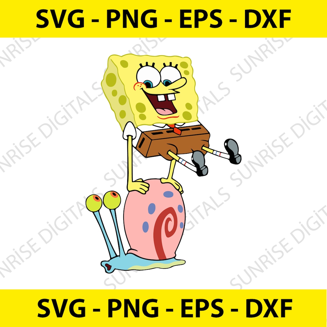 Sponge Bob and Gary Svg, Sponge B Svg, Svg Cut File for Cricut, Eps Dxf ...