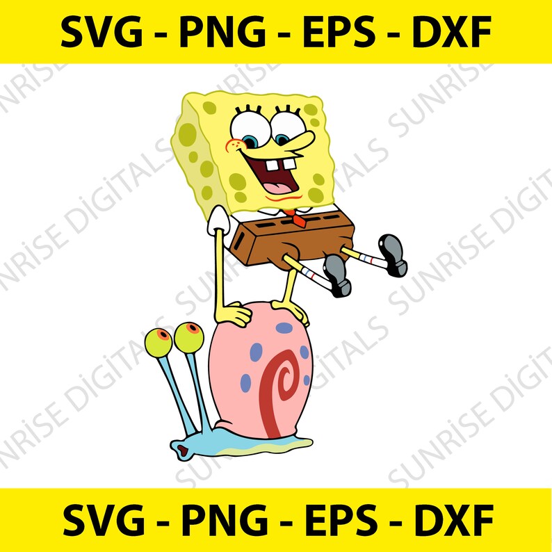 Sponge Bob and Gary Svg, Sponge B Svg, Svg Cut File for Cricut, Eps Dxf ...