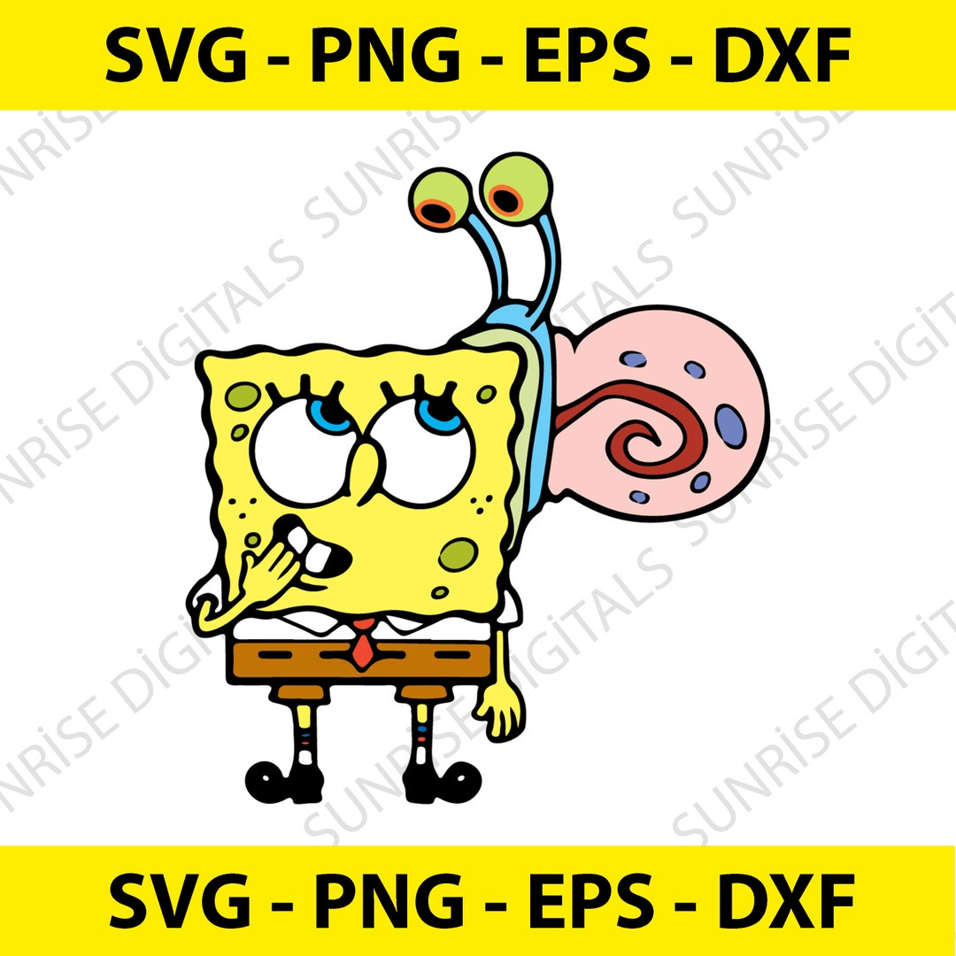 Sponge Bob and Gary Svg, Sponge B Svg, Svg Cut File for Cricut, Eps Dxf ...