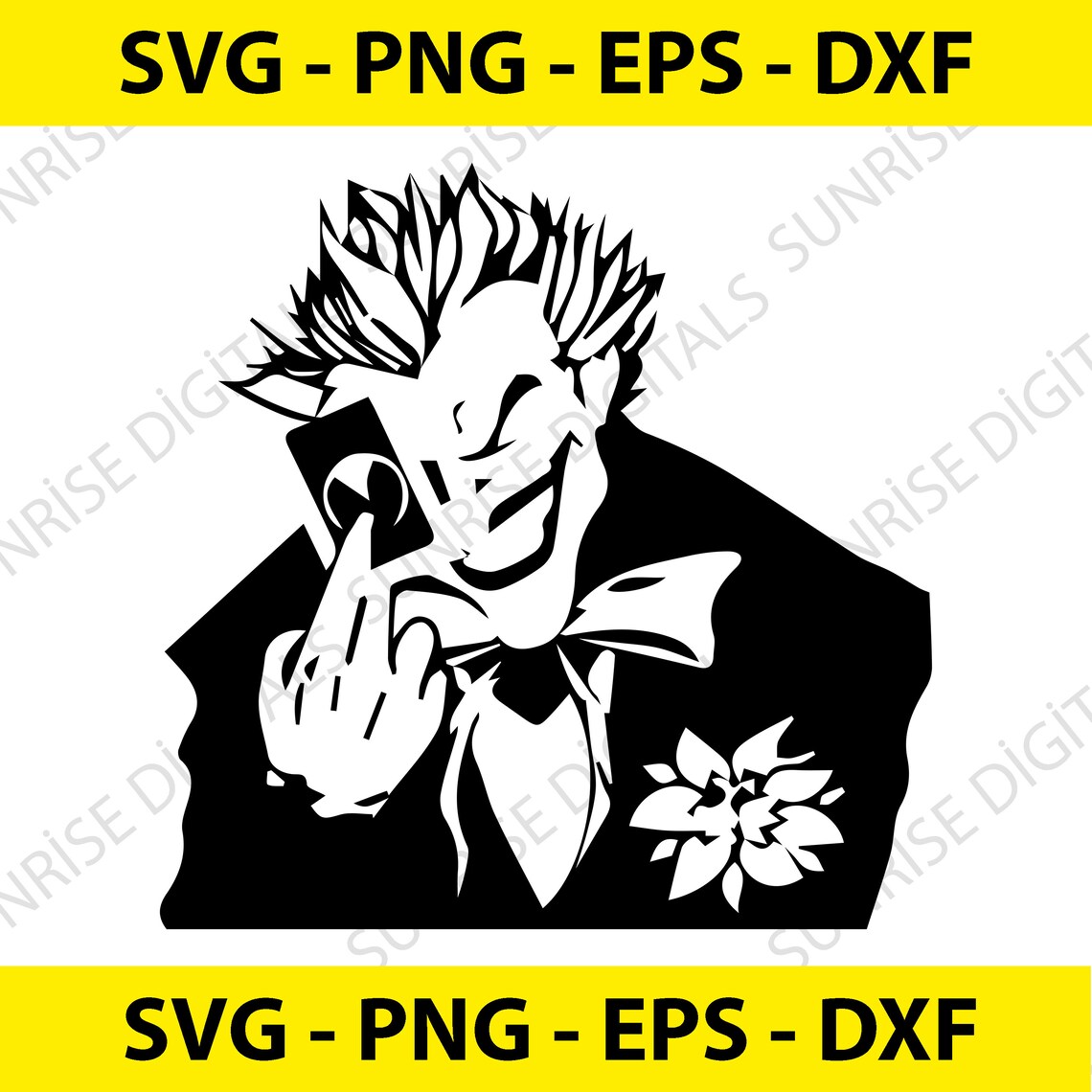 Joker Silhouette Svg, Joker Svg, Svg Cut File for Cricut, Eps Dxf Png ...