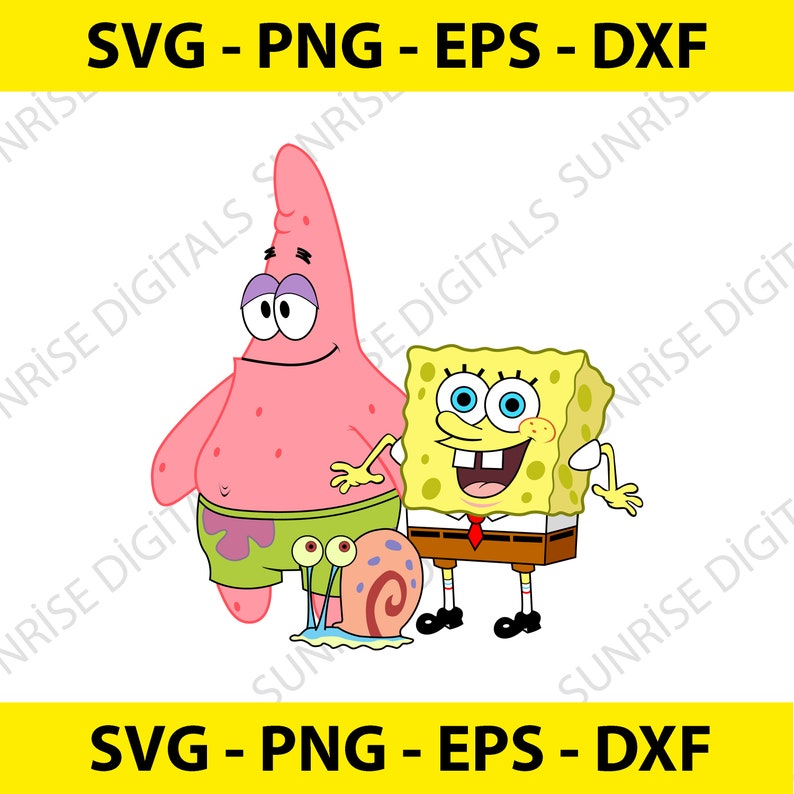 Patrick Gary and Sponge B Svg, Sponge Svg Cut File for Cricut, Eps Dxf ...