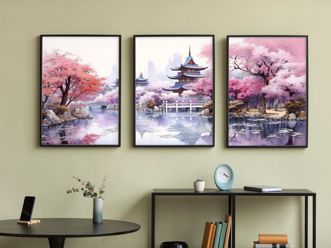 Japanese Cherry Blossom Wall Art, Sakura, Japanese Pink Tree, Japanese ...