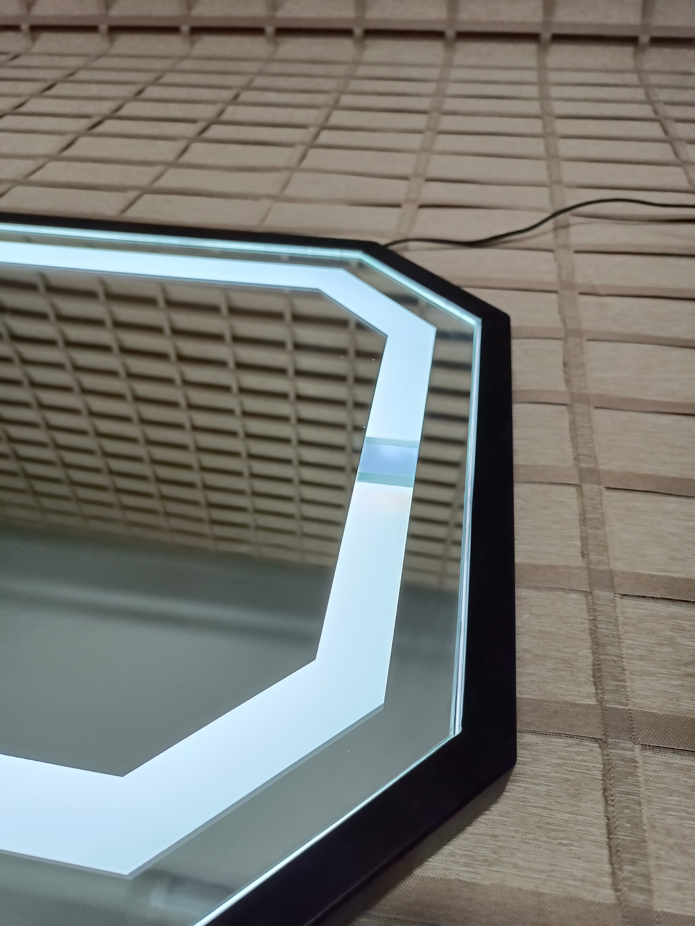 Ceiling Mounted Metal Frame Led Bathroom Mirror, Illuminated ...