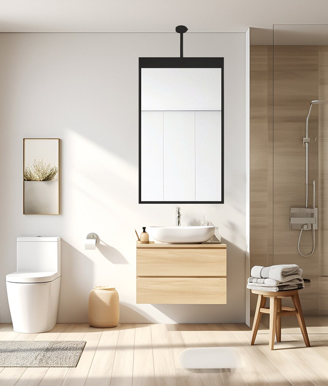 Customizable Ceiling Suspended Mirror, Ceiling Mounted Rectangular ...