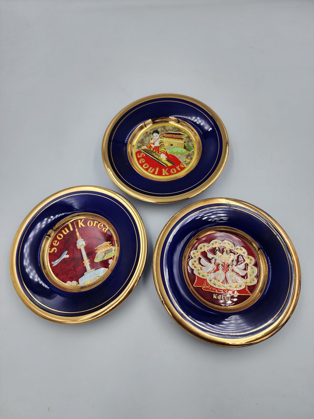 Decorative Traditional South Korean Souvenir Plates Ceramic 24k Gold ...