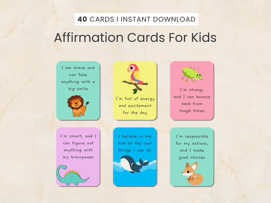 Positive Affirmation Cards for Kids, Printable Daily Affirmation Card ...