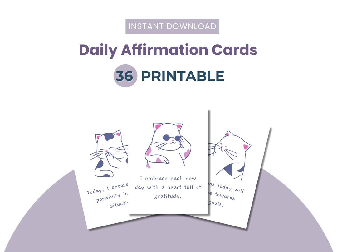 Daily Affirmation Cards Printables, Cat Lovers Card, Motivating ...