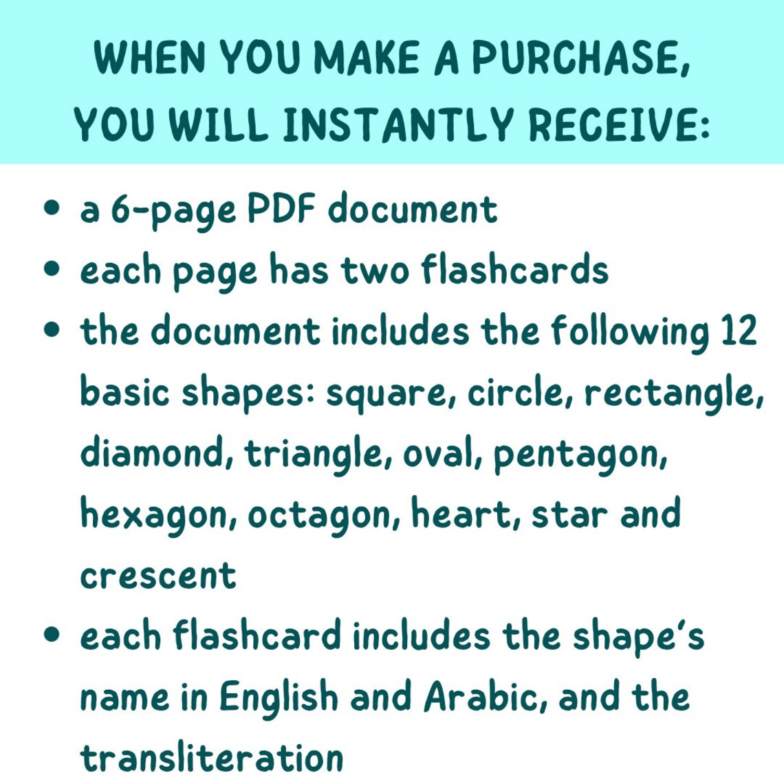 Arabic Shapes Flashcards - Printable - Arabic Education - Preschool ...