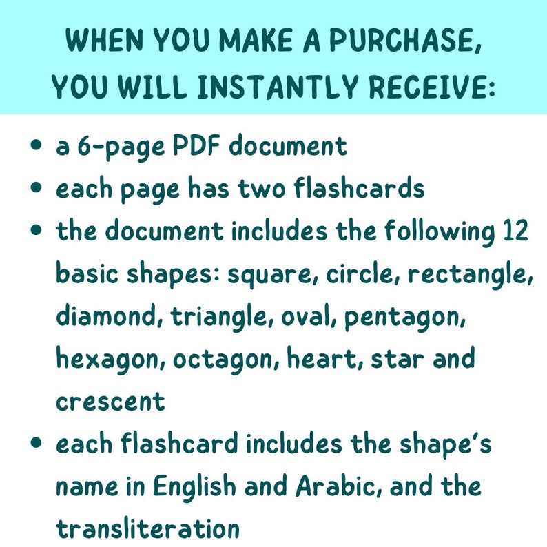 Arabic Shapes Flashcards - Printable - Arabic Education - Preschool ...